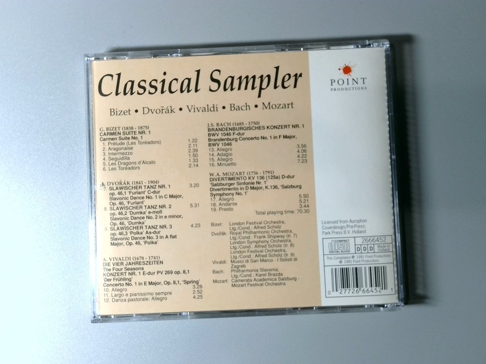 Classical Sampler CD 1991 Onyx Classix Bizet Dvorak Vivaldi Bach Mozart ...