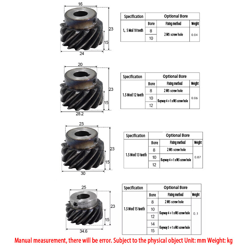 1/1.5/2 Modulus Helical Gear With Step 45° Right Spiral Motor ...