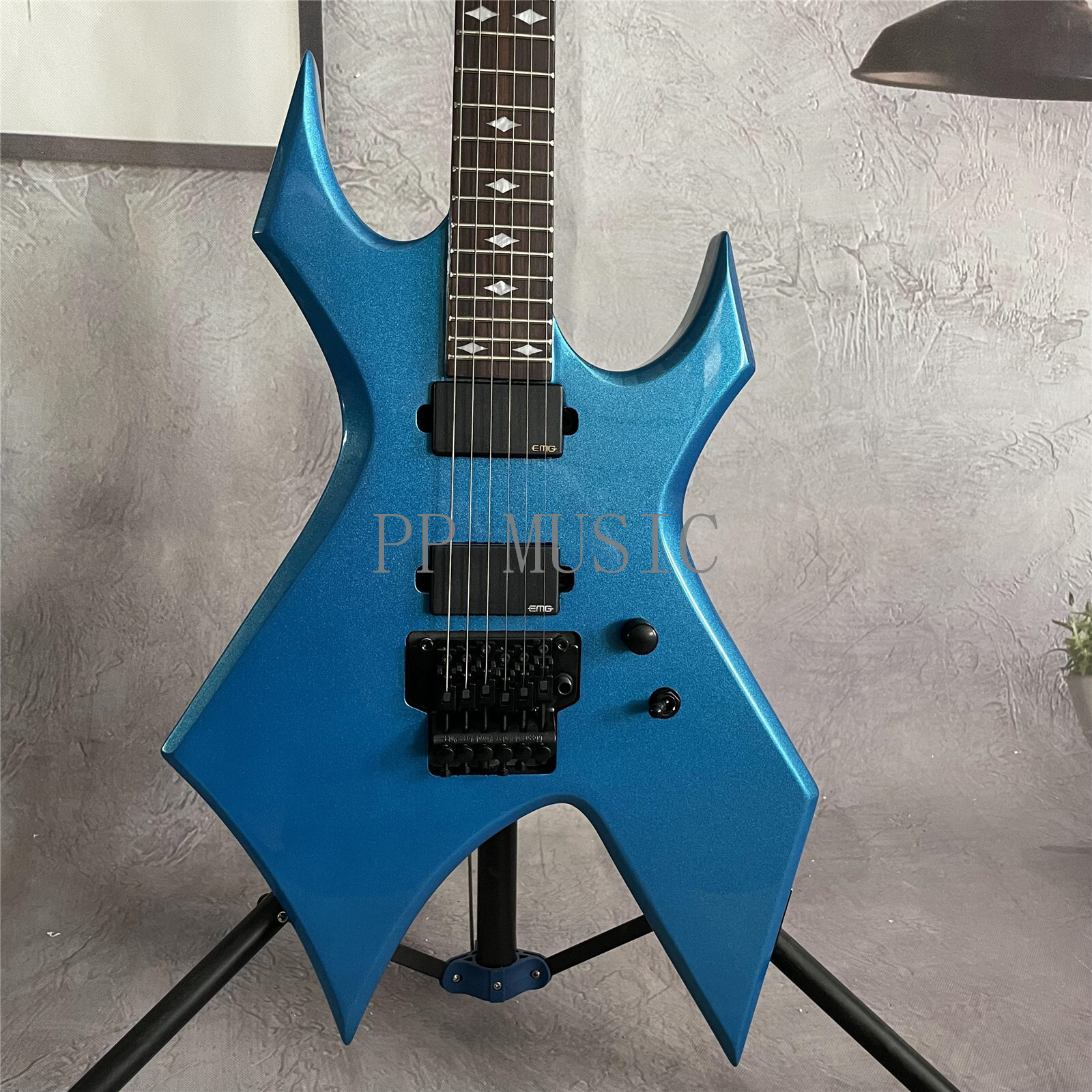 Metallic Blue Warlock Extreme BC Style Electric Guitar FR Bridge HH ...