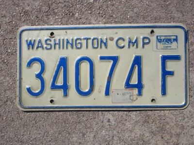1973 Washington Camper Trailer License Plate 34074 F Airstream Nomad ...