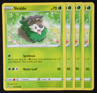 Pokemon Cards 4x Skiddo 017/185 Playset Vivid Voltage NM/M | eBay