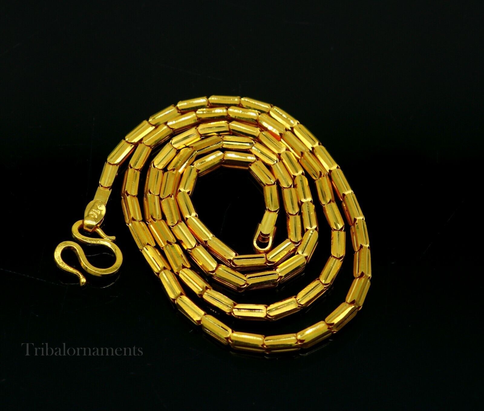 22kt 24 inches yellow gold handmade baht chain best gifting necklace ...