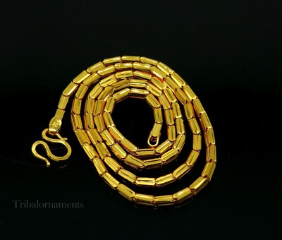22kt 24 inches yellow gold handmade baht chain best gifting necklace ...