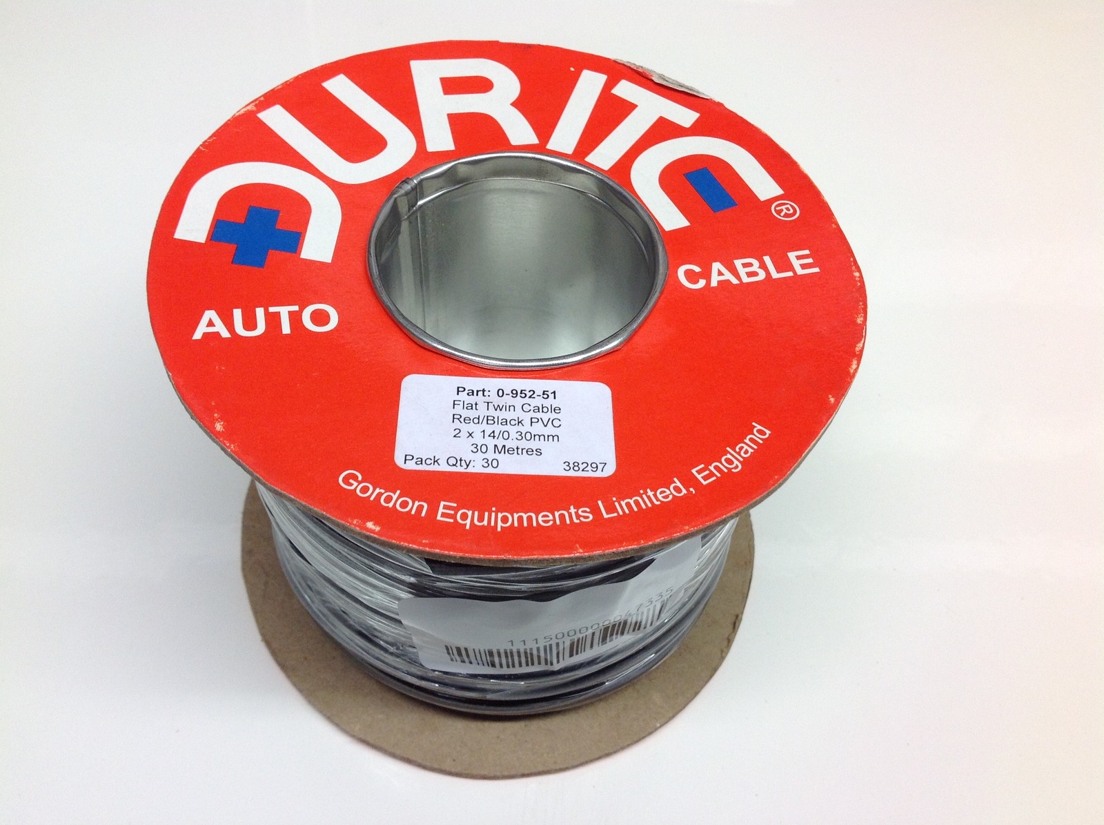 30mtrs Red/Black Flat Twin-Core Cable -2 x 1mm² 8.75amps Durite 0-952 ...