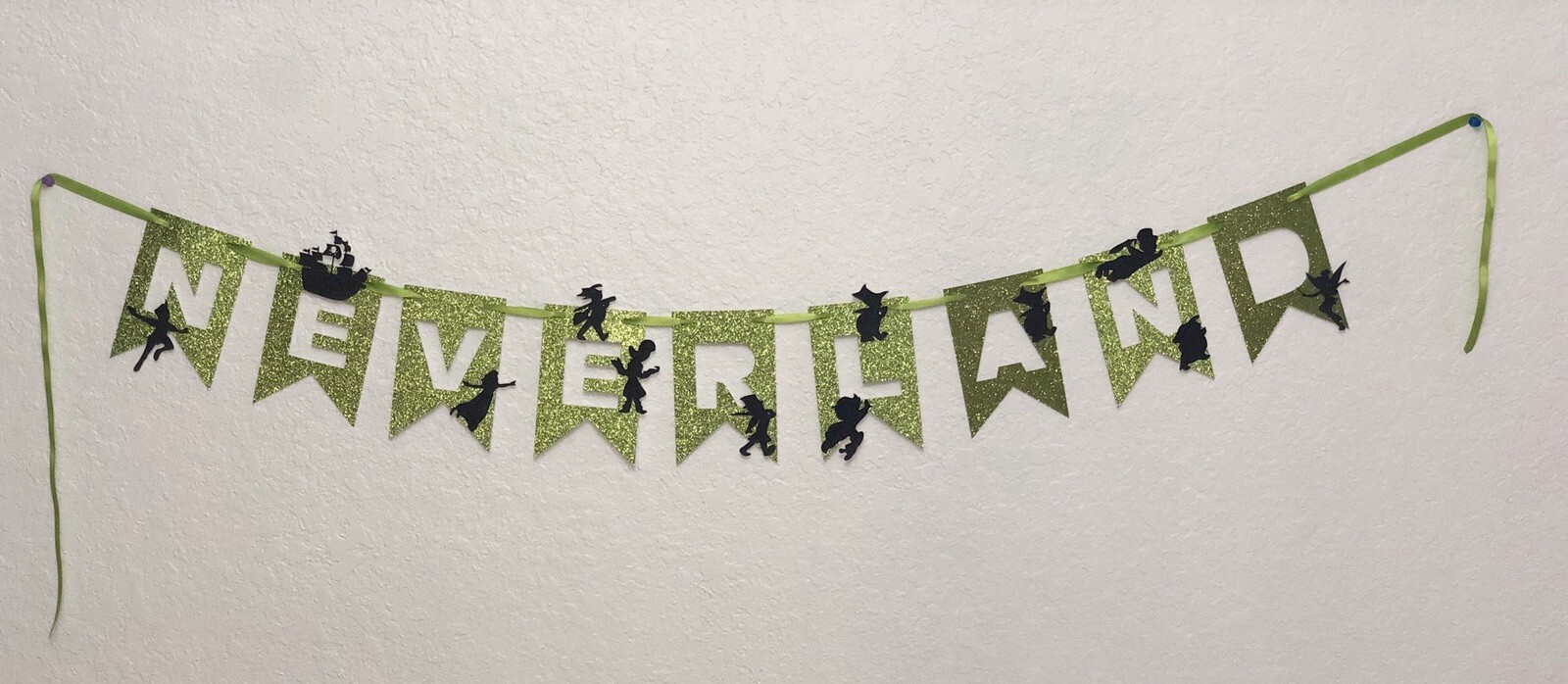 Peter Pan Neverland Banner Glitter CardStock custom Birthday Party ...