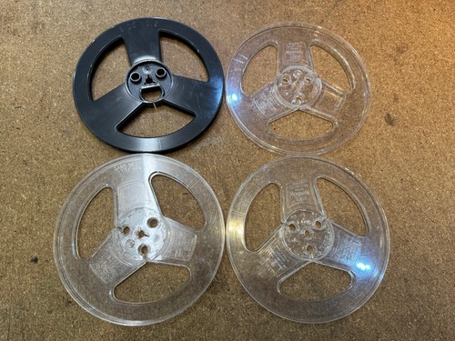 Lot of 4 Plastic 7" Empty Reel To Reel Take Up Reels Clear / Black | eBay