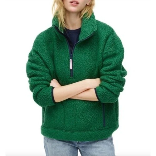 J. Crew Polartec Sherpa Fleece Half Zip Pullover Jacket Alpine Green ...