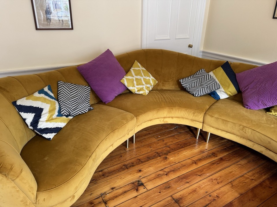 Sofology Mustard Yellow Curved Corner Sofa Yellow, 3-Seater | eBay UK