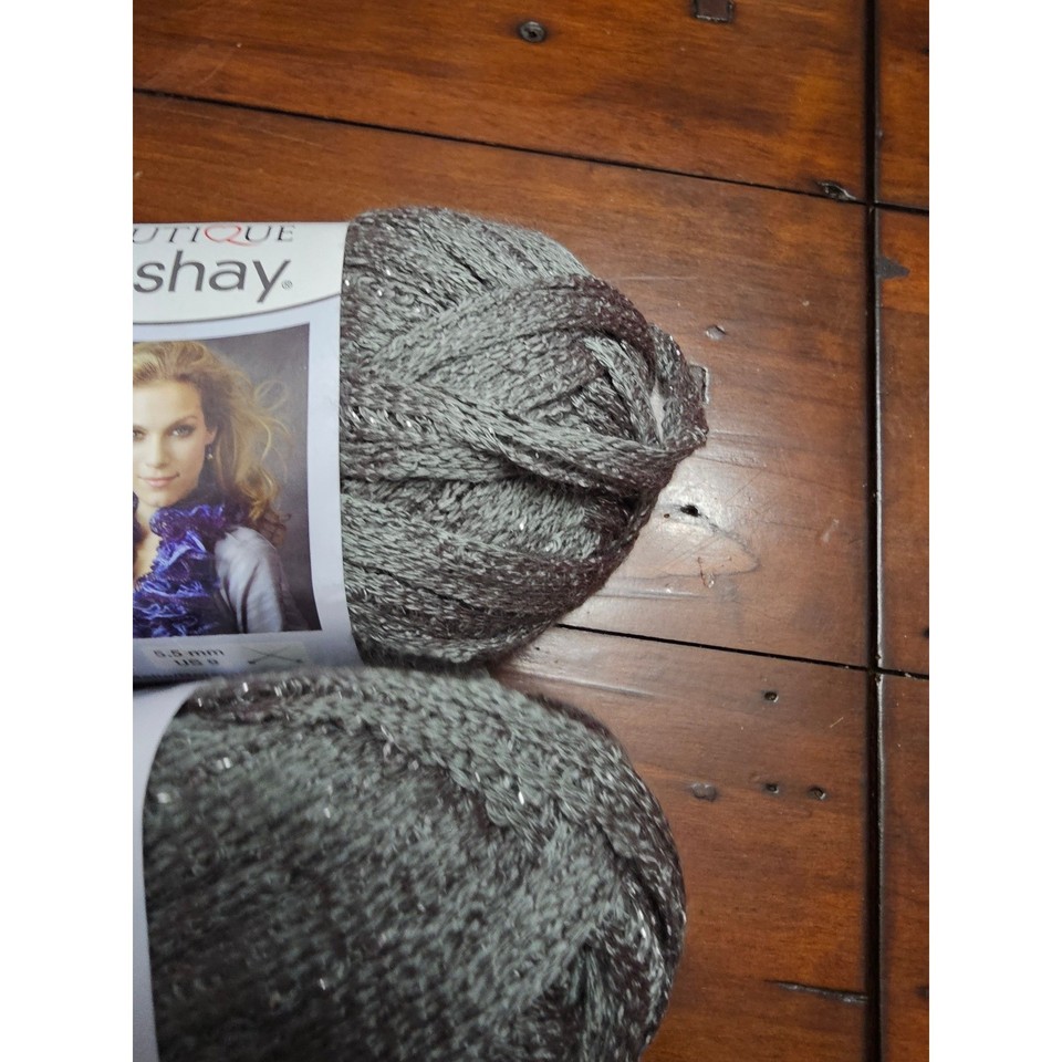 Red Heart Boutique Sashay Grey Metallic Yarn 2 Skeins Grey 3.5 oz 100g ...