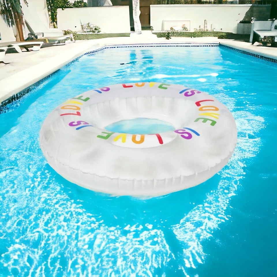 "Love Is Love" LGBTQ Pride Round Pool Float Swimming Ring Rainbow ...
