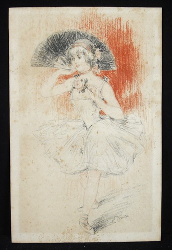 Original Pastel Drawing Dancer with Fan circa 1900-1930 Signed ? | eBay