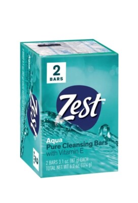 2 BARS ZEST ZESTFULLY CLEAN AQUA AQUAMARINE REFRESHING BARS SOAP WASH ...