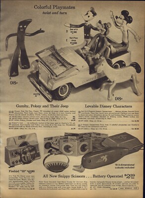 1966 PAPER AD Gumby Pokey Mickey Mouse Goofy Flex Bend Playmate Play ...