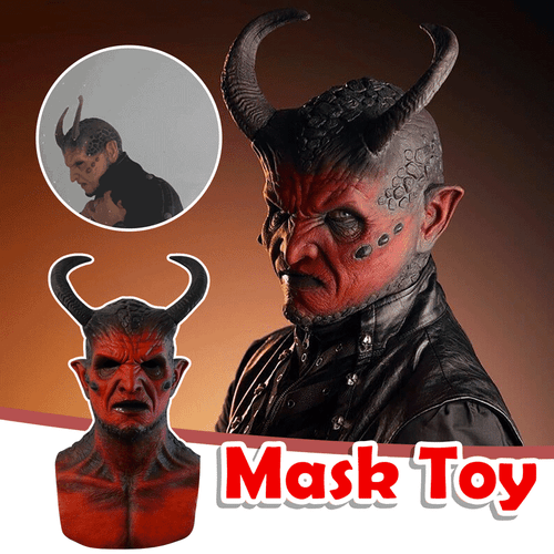 Ikari-Demon Latex Mask Devil Realistic Prank Present Spooky Halloween ...