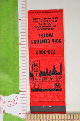 Vintage Matchbook Cover 20th Century Motel West Memphis Hotel Arkansas ...
