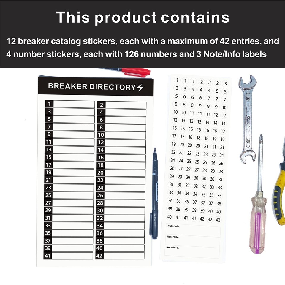 16 Sheets Breaker Panel Labels Electrical Box Sticker Numbers Breaker ...