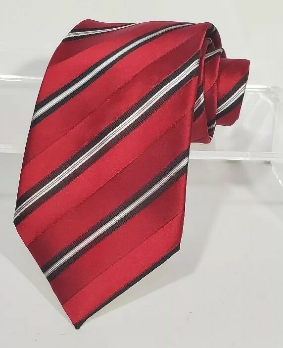 Donald J. Trump Signature Collection Tie Red 100% Silk Diagonal Striped ...