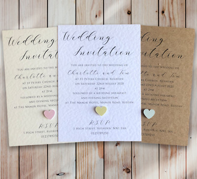 25 Wedding Invitations Evening Invites Personalised & Handmade with ...