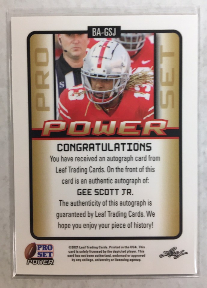 2021 Pro Set Power Gee Scott Jr. R/C Teal Auto #d 59/99 | eBay