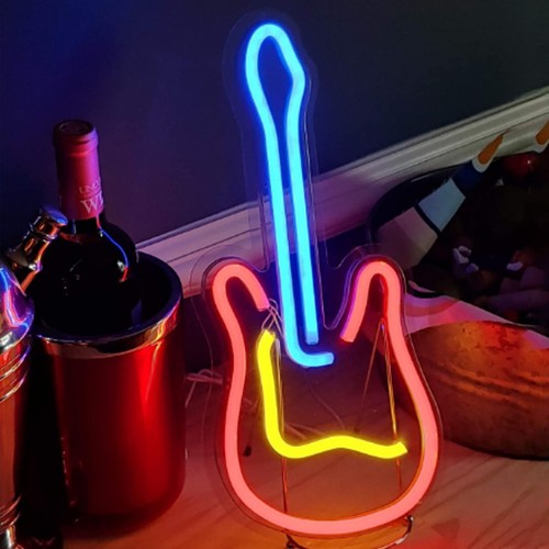 3D Guitar Neon Sign, 17.6'' Guitar Neon Lights for Music Studio, Home ...
