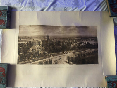 1910 RICHARD RUMMELL SEPIA VIEW PRINT OF FRANKLIN & MARSHALL LANCASTER ...