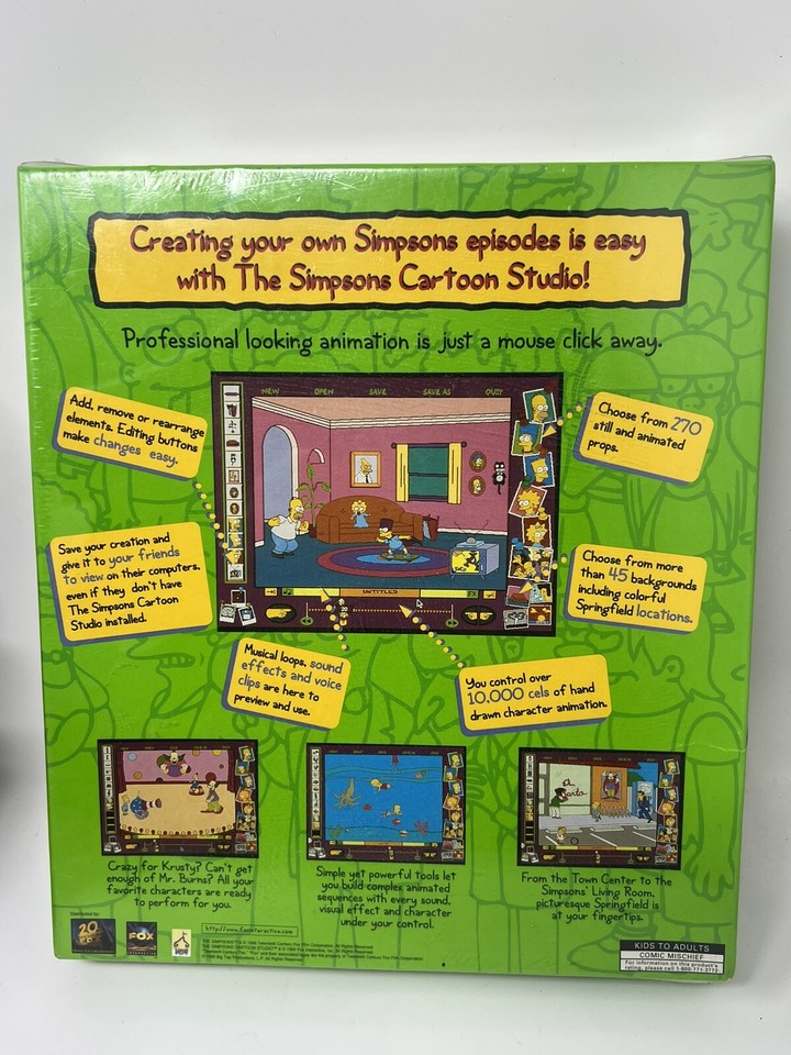 The Simpsons Cartoon Studio CD-ROM PC BIG BOX! NEW SEALED! 86162005558 ...