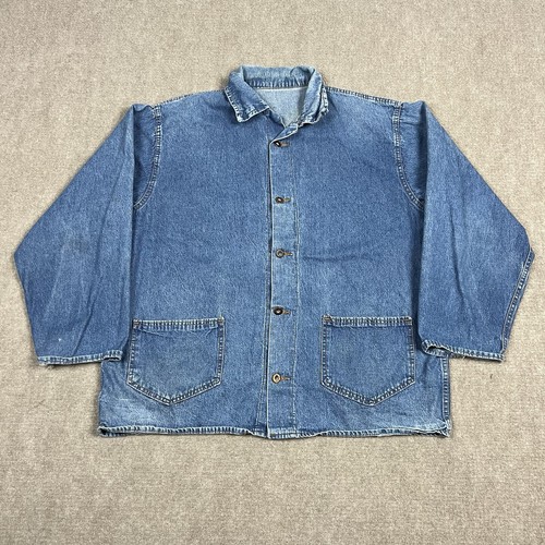 Vintage 60s Prison Selvedge Denim Chore Coat Barn Jacket Mens 2XL Donut ...