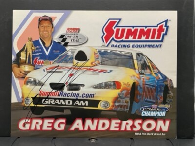 VRHTF VINTAGE NHRA "SIGNED BY GREG ANDERSON SUMMIT PRO STOCK" HAND OUT ...