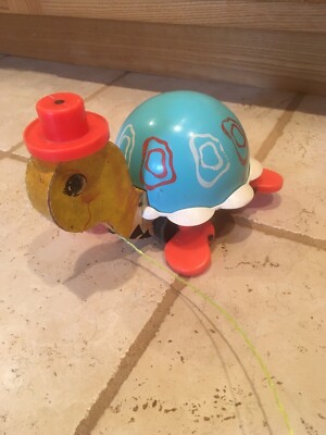 Vintage Fisher Price Tippy Toe Turtle #773 PULL TOY 1962 WORKING BELL ...