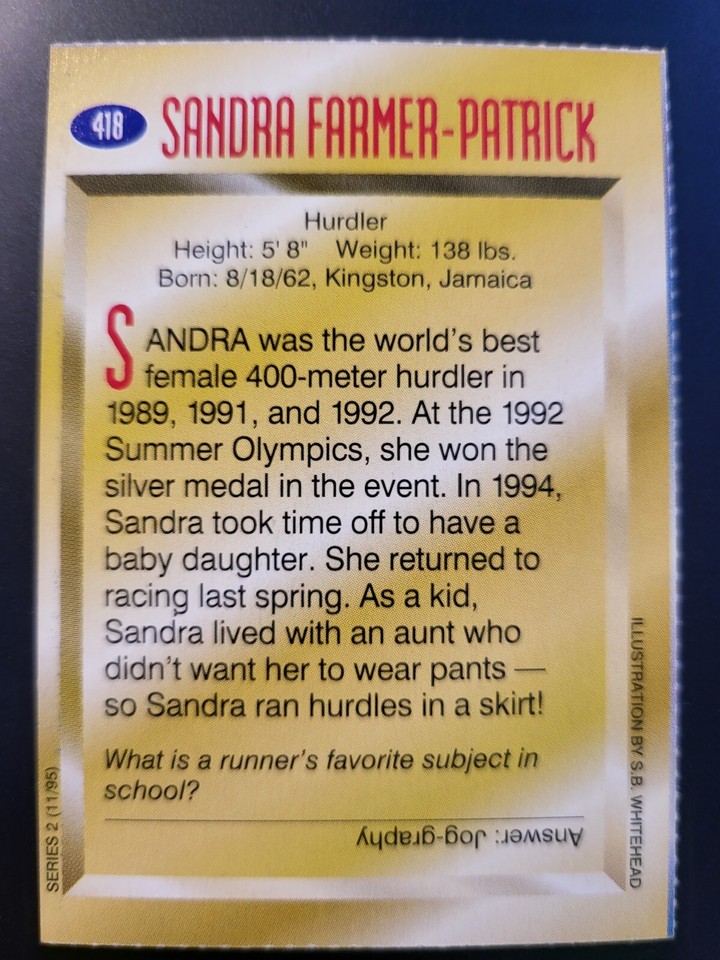 1995 Sports Illustrated Si for Kids Sandra Farmer-patrick RC Hurdler ...