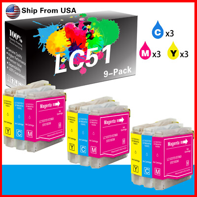 9PK LC-51 LC51 Ink Cartridge for DCP-350C FAX-1860C Printer (3C3M3Y) | eBay