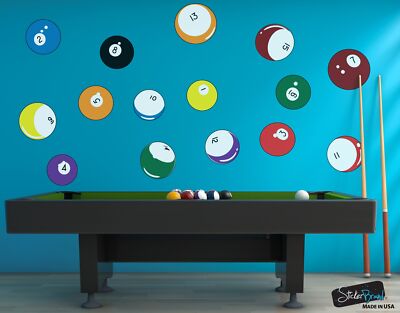 Billiard Pool Balls Graphic Wall Decal Sticker. Game Room Wall Art. #OS ...