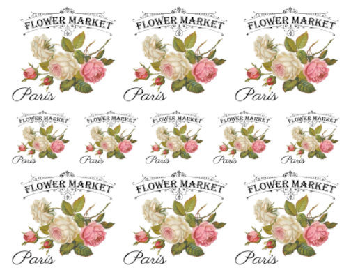 Vintage French Advertising Labels Roses Transfers Flower Market Decals ...