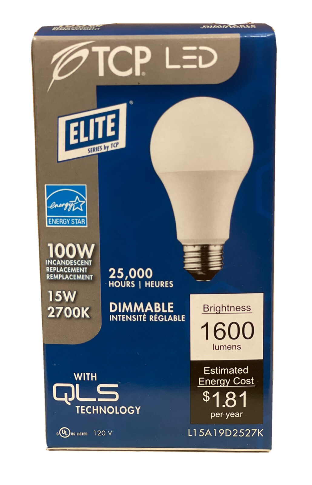 TCP+LED+ELITE+SERIES+L15A19D2527K+LED+Light+Bulb+100W+%2F+15W+4+PACK ...