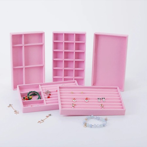 1Set Flocking Jewelry Box Tray Necklace Earrings Rings Display ...
