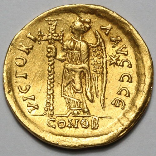 Byzantine coin-Basiliscus AV Solidus-Unidentified imperial mint-AD 475 ...