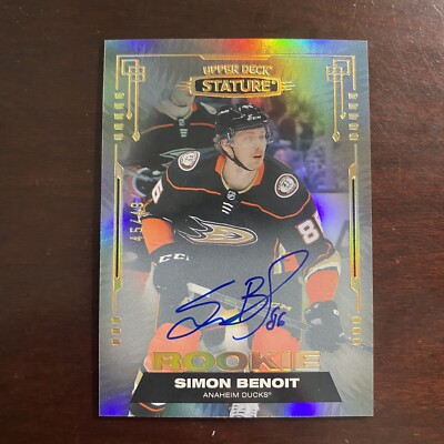 2021-22 Upper Deck Stature Simon Benoit Rookie RC Auto #d/49 Anaheim ...