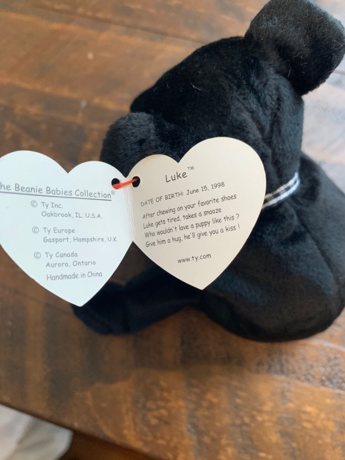 Ty Beanie Baby Luke the Black Lab June 1998 Mint 1965 (KR) Hologram ...