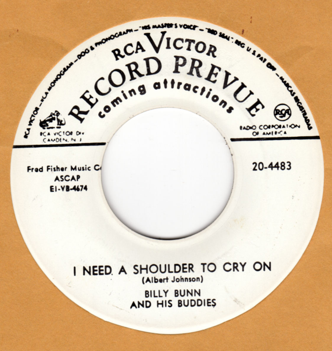 DOO-WOP REPRO :BILLY BUNN & BUDDIES -Shoulder To Cry On/I'm Afraid RCA ...