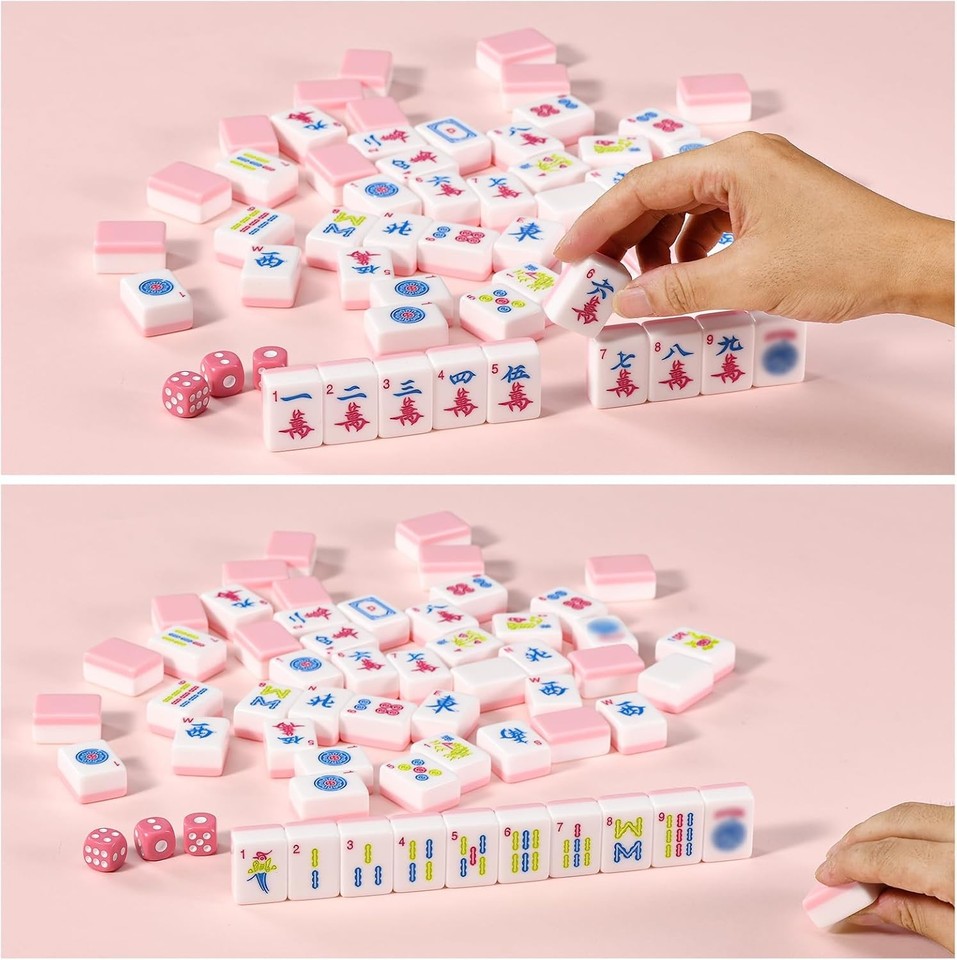 American Mahjong | 166 Premium 1.2-Inch Pink Tiles | Complete Mahjong ...