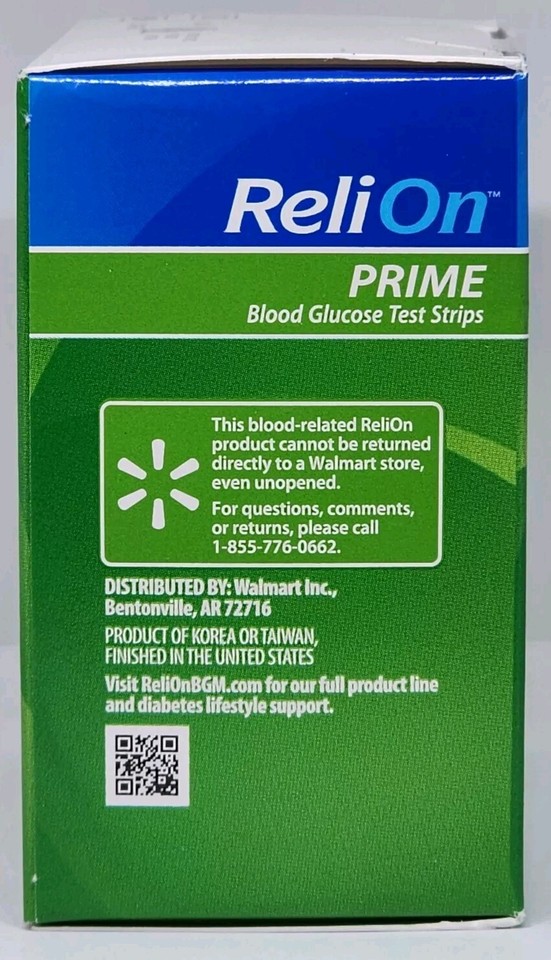 ReliOn Prime Blood Glucose Test Strips - 100 Count New in Box Exp. 08 ...