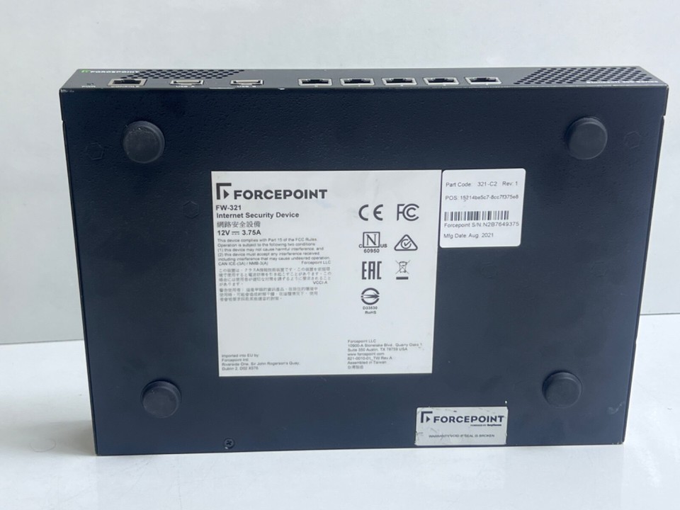 Forcepoint Stonesoft 300 Series FW-321 5-port Firewall Internet ...
