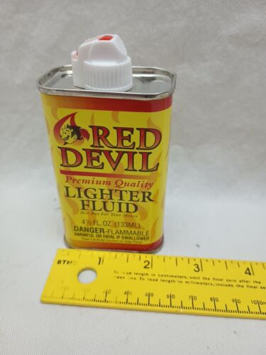Vintage Red Devil Lighter Fluid Handy Oil Oiler Metal Can Advertising ...