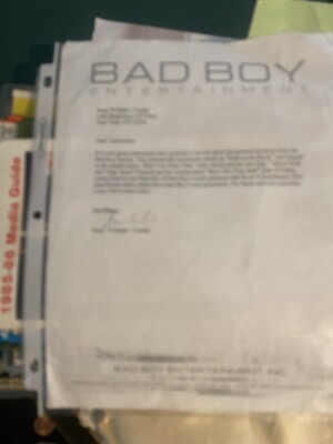 SEAN P DIDDY COMBS signed LETTER TO TASTEMAKERS ON BAD BOY STATIONARY ...