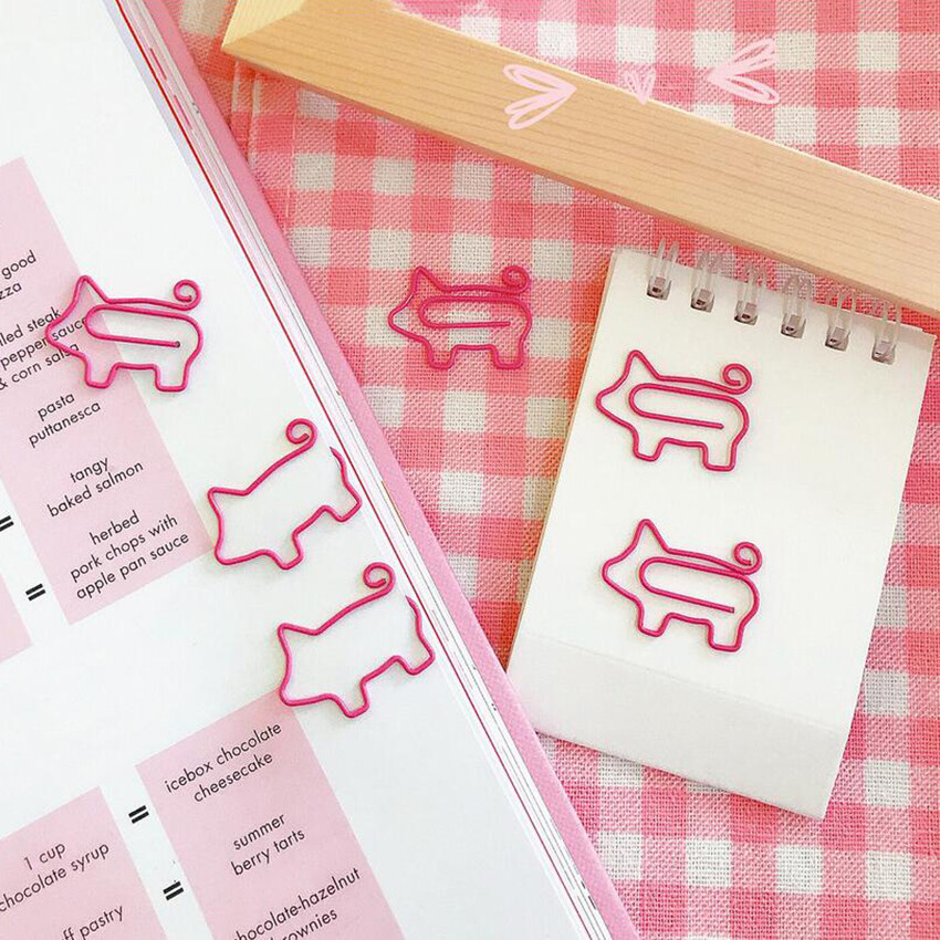 Cute Metal Pig Paper Clips Hollow Needle Book Document Receipt ...