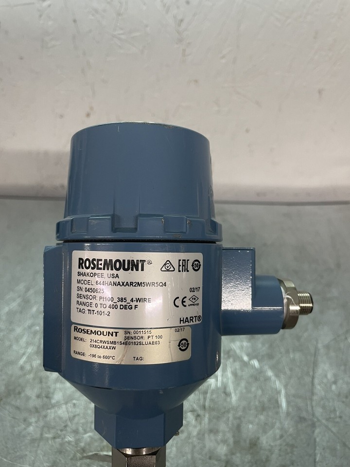 Rosemount 644HANAXAR2M5WR5Q4 Temperature Transmitter 0-400 Deg Pt100 ...