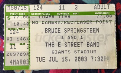 BRUCE SPRINGSTEEN AND E STREET BAND - JULY 15, 2003 - GIANTS STADIUM ...
