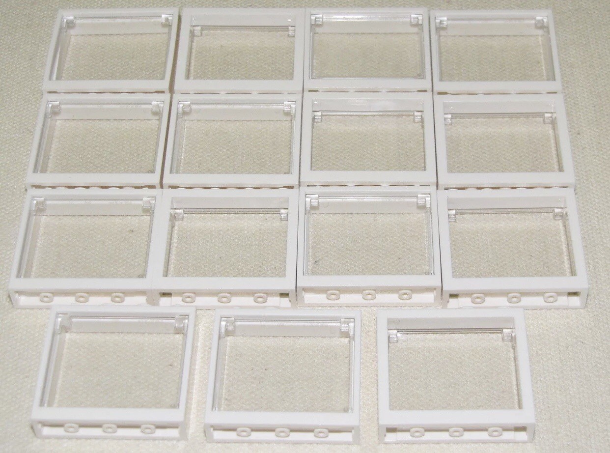 Lego 15 White Window Frame 1x4x3 With Trans-clear Glass Opening / Home ...