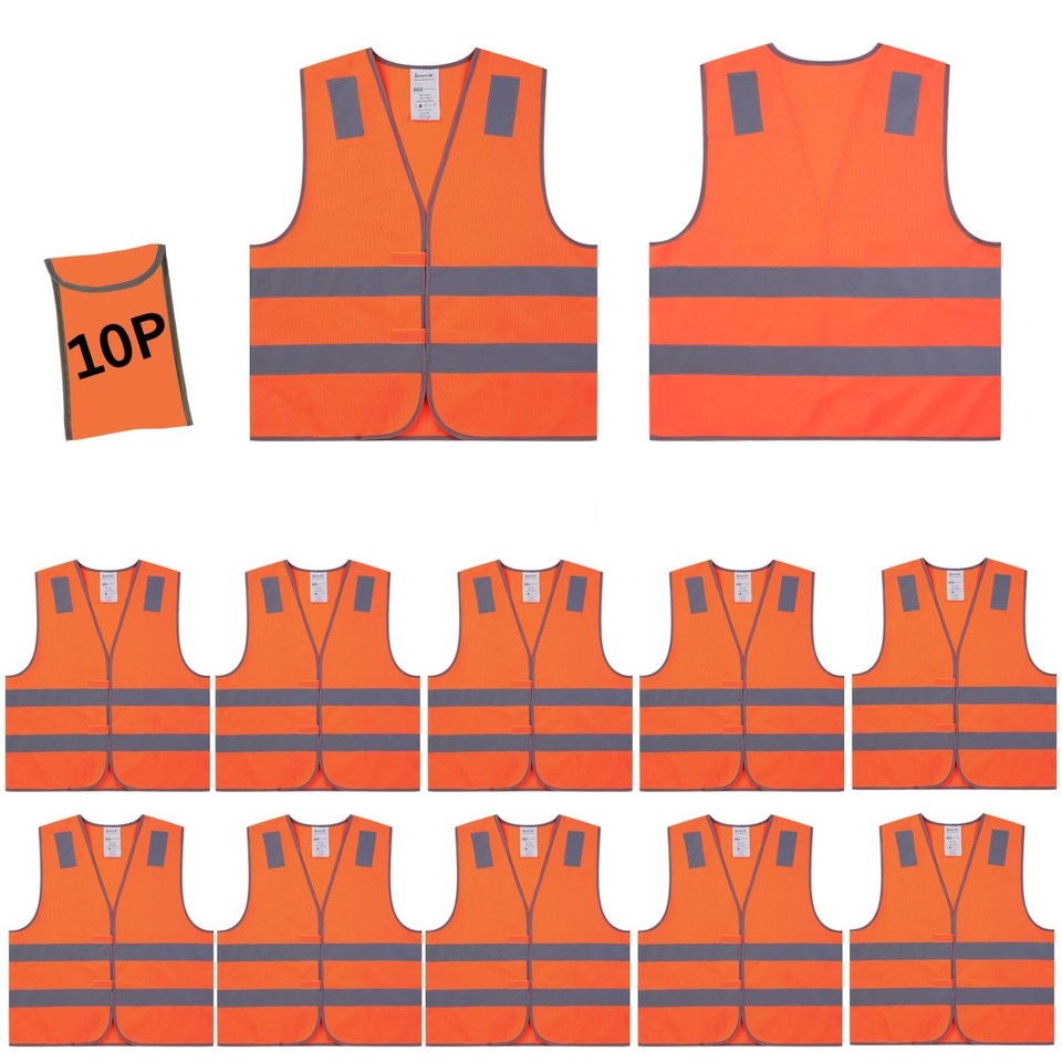 20 Pack Safety Vests - Orange Reflective High Visibility ANSI Class 2 ...