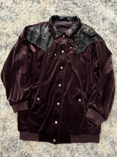 CS Signature 90's Vintage Reversible Velour and Nylon Jacket Women's Sz ...